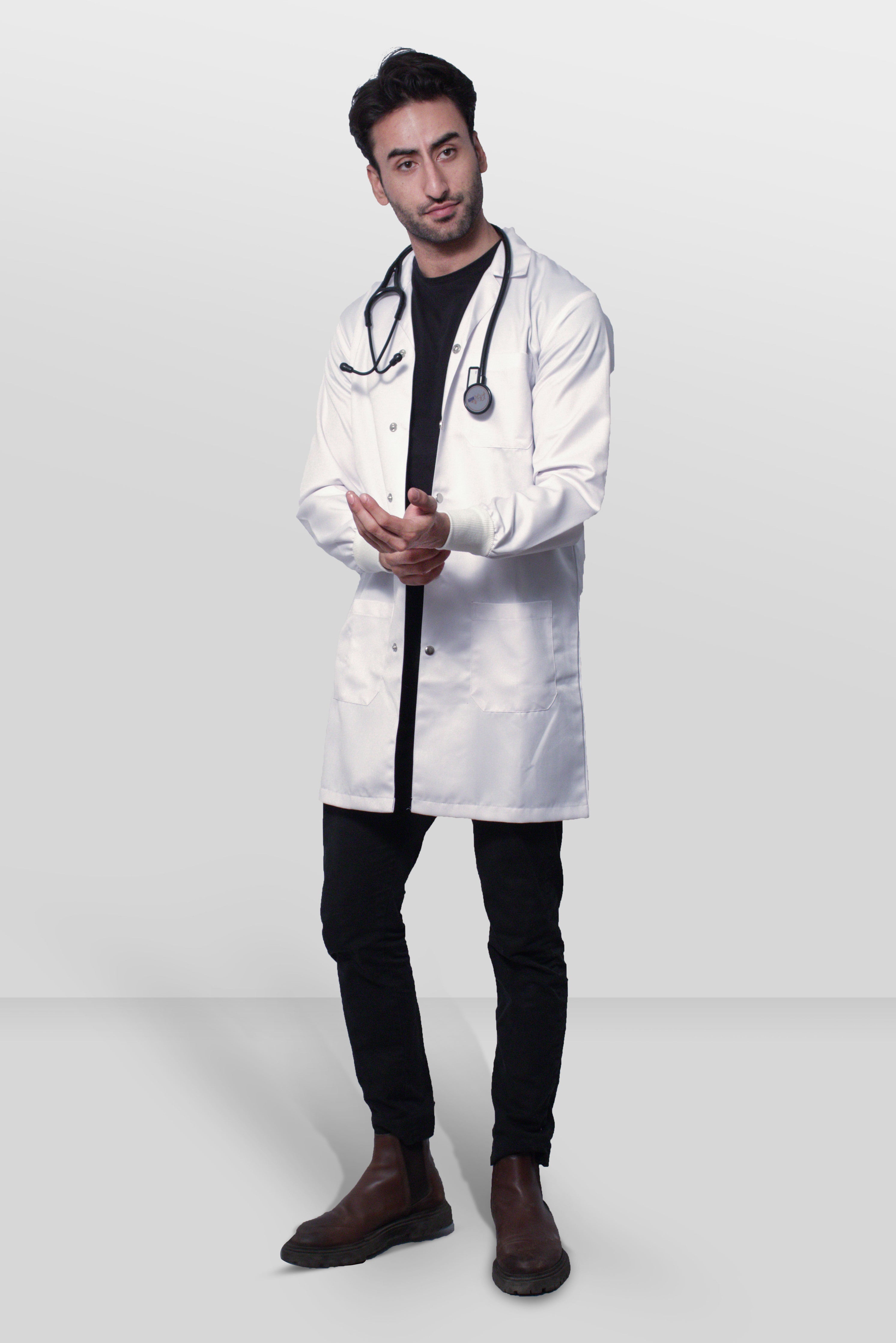 Men Lab Coat ( with snap button & rib)