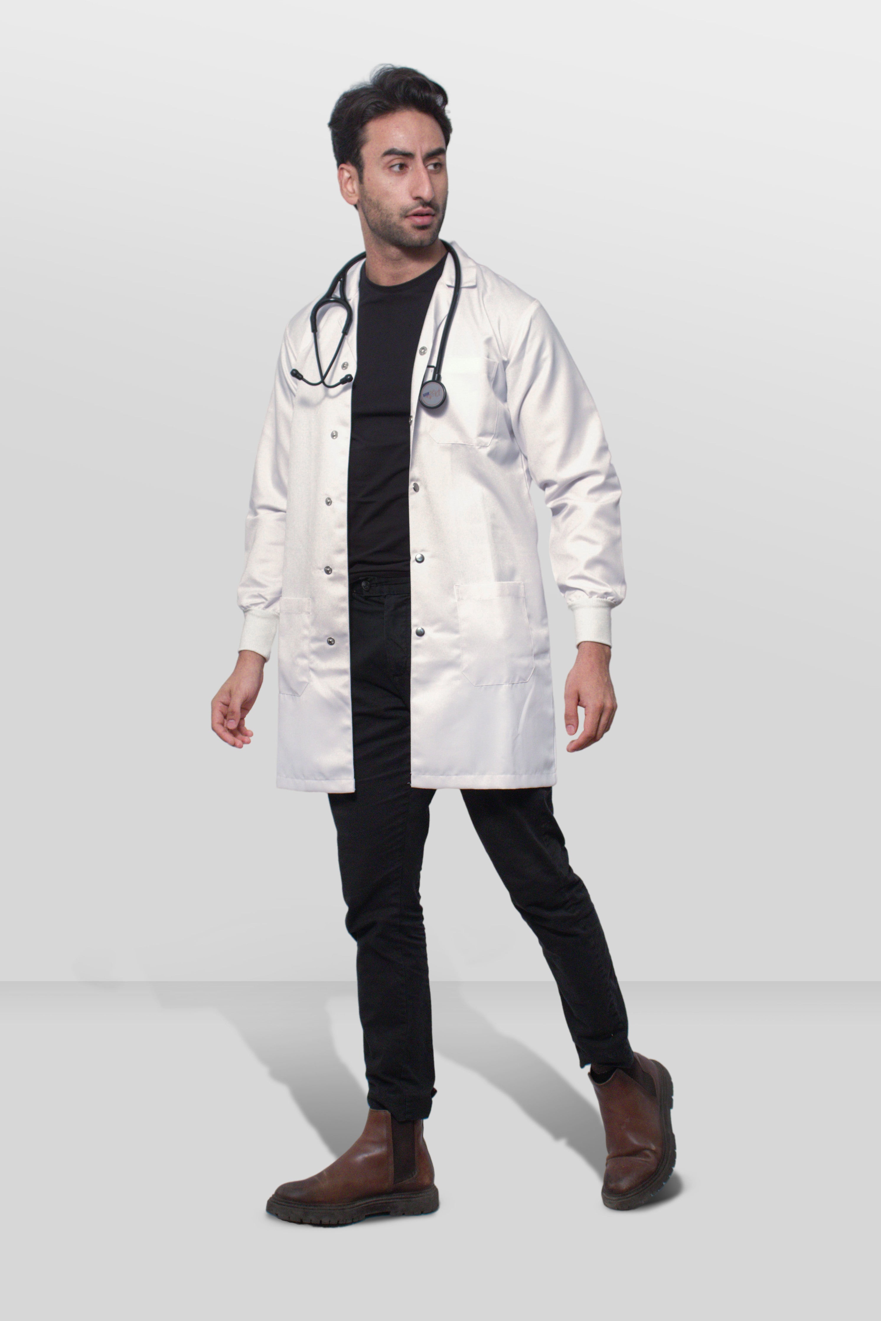 Men Lab Coat ( with snap button & rib)